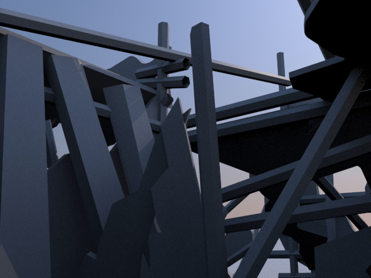 3d Ruined Destroyed Building Model
