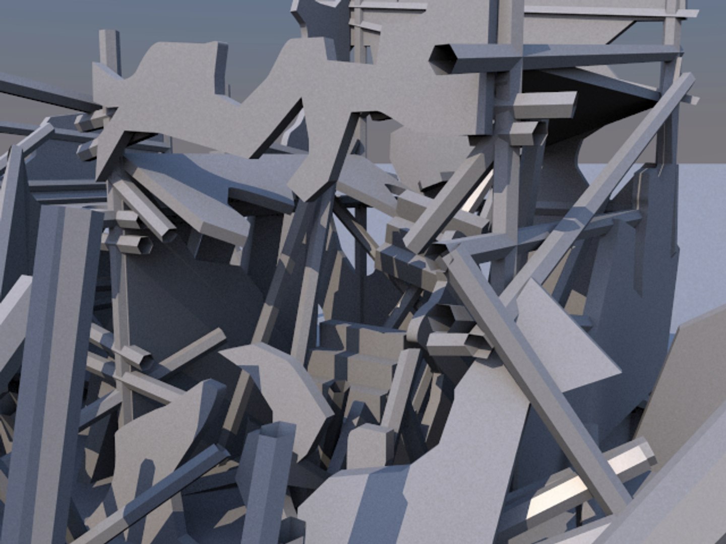 3d Ruined Destroyed Building Model