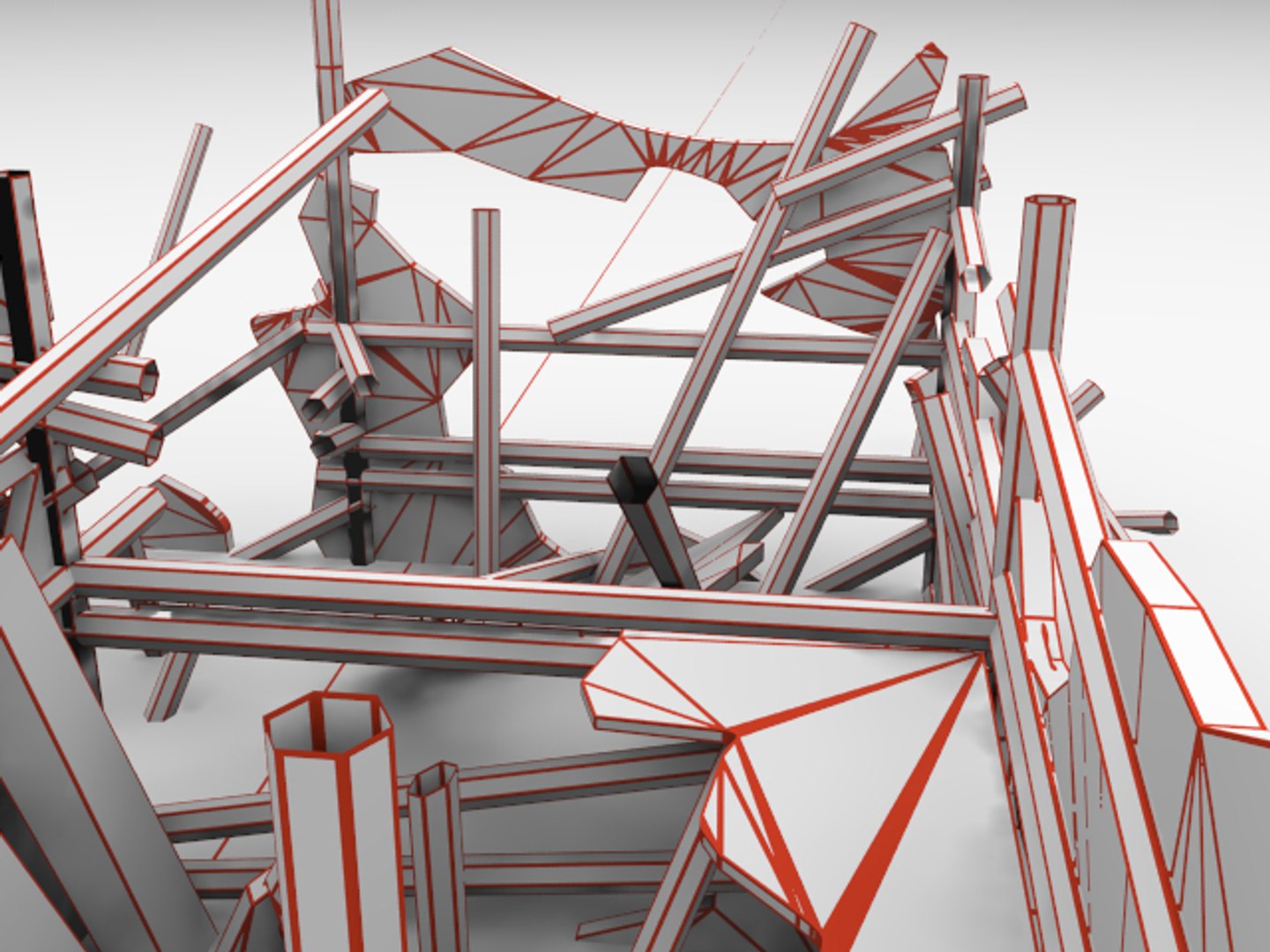 3d Ruined Destroyed Building Model