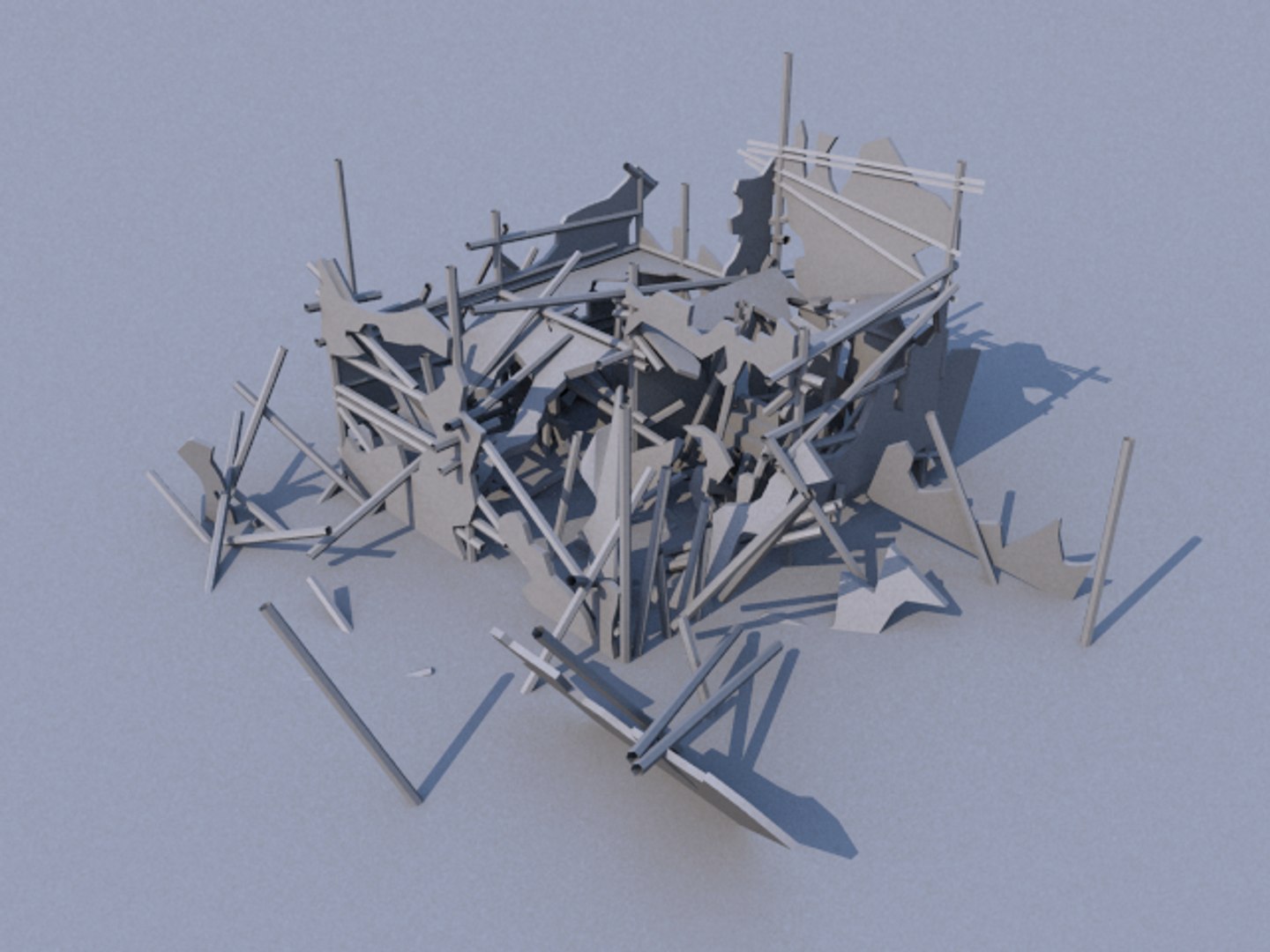 3d Ruined Destroyed Building Model