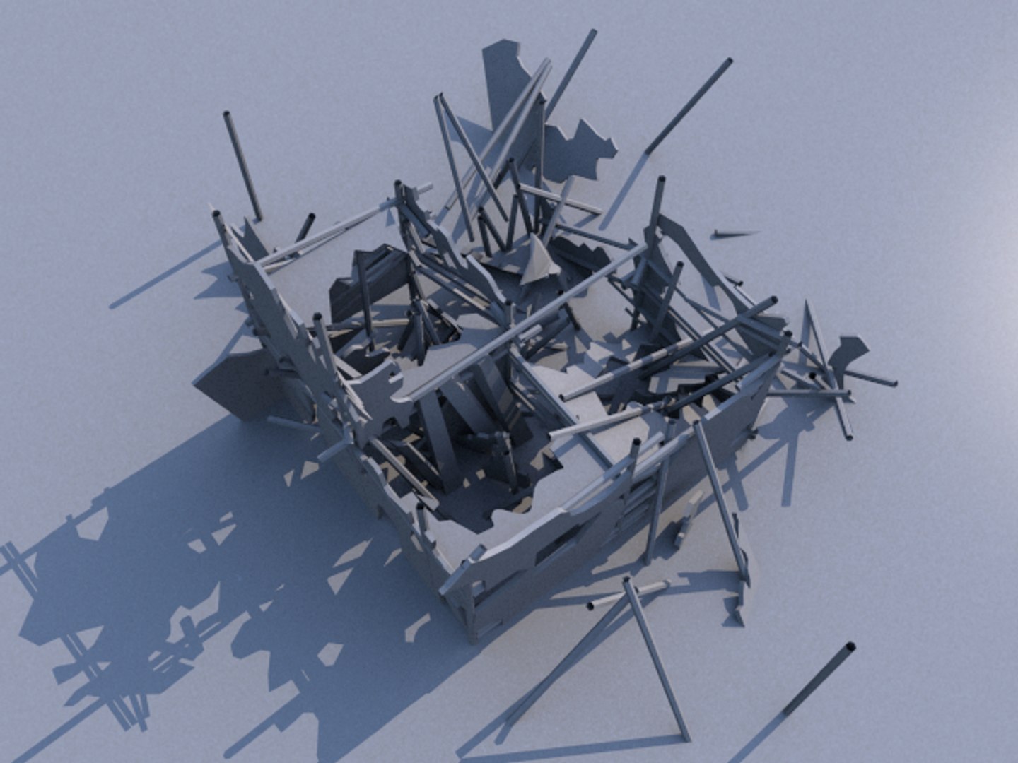 3d Ruined Destroyed Building Model