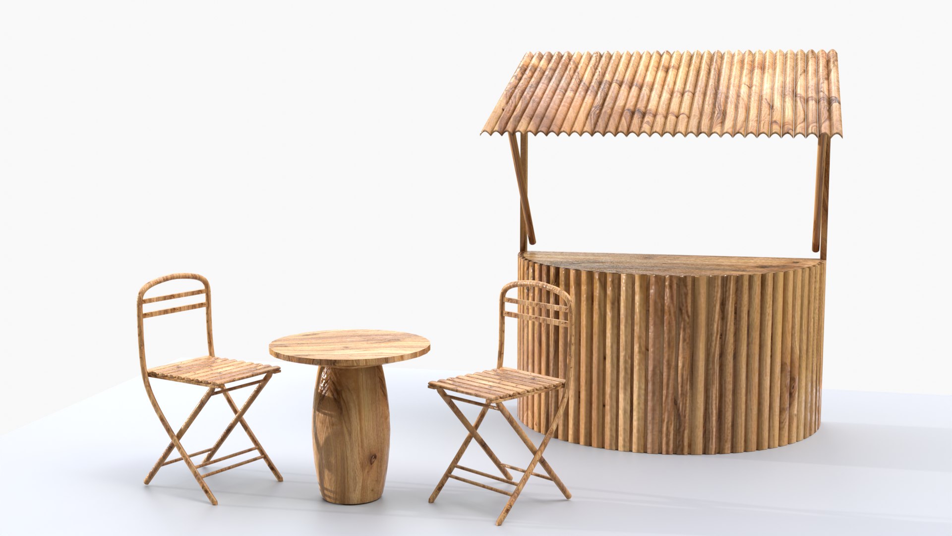 3D Model Wooden Bar Set - TurboSquid 2219710