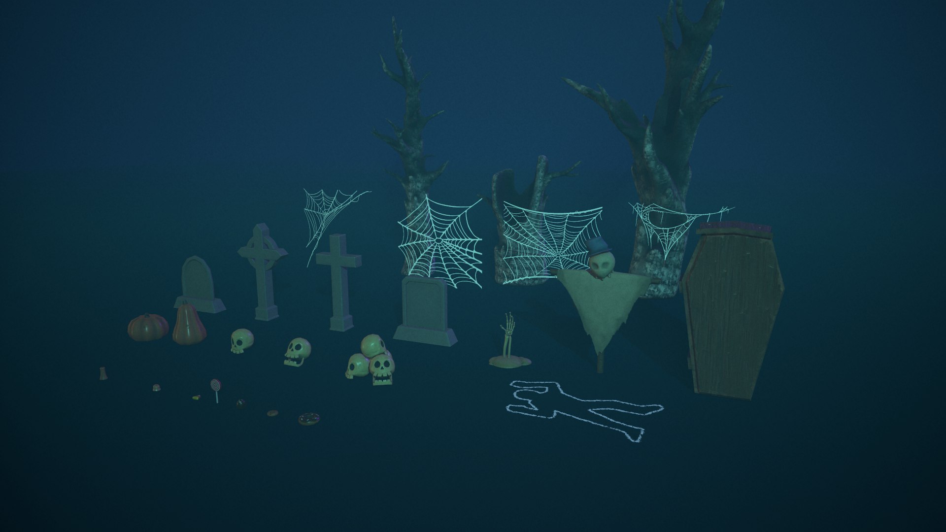3D Spooky Pack V3 - Game-Ready 3D Halloween Assets - TurboSquid 2144939
