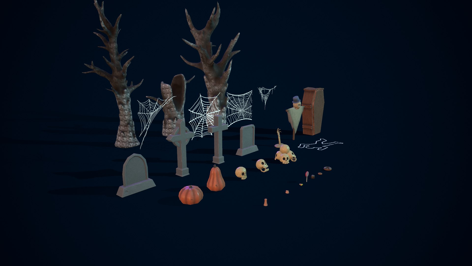 3D Spooky Pack V3 - Game-Ready 3D Halloween Assets - TurboSquid 2144939