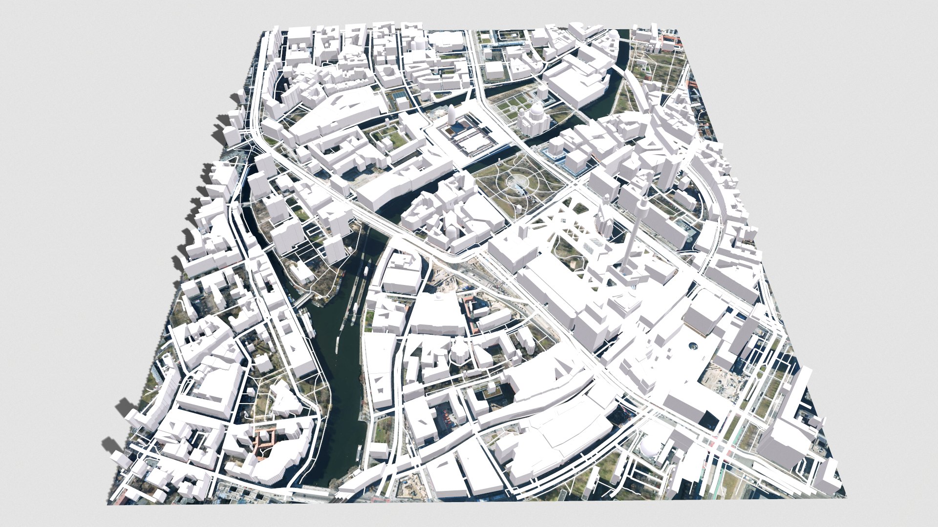 3D Cityscape Berlin Germany fragment city Berliner Fernsehturm ...