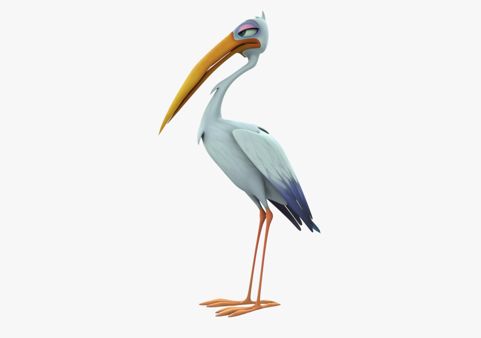 3d Stork Cartoon Model