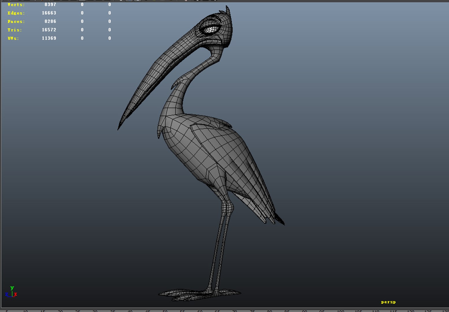 3d Stork Cartoon Model
