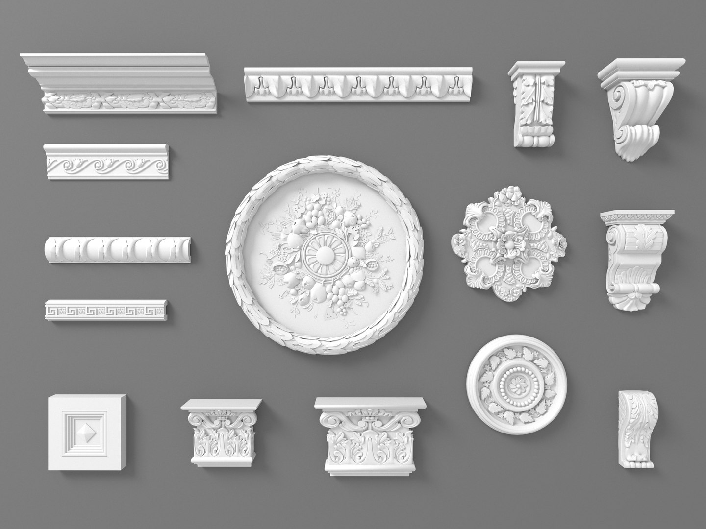 3D European Gypsum Carved Decorative Line Model - TurboSquid 2263331