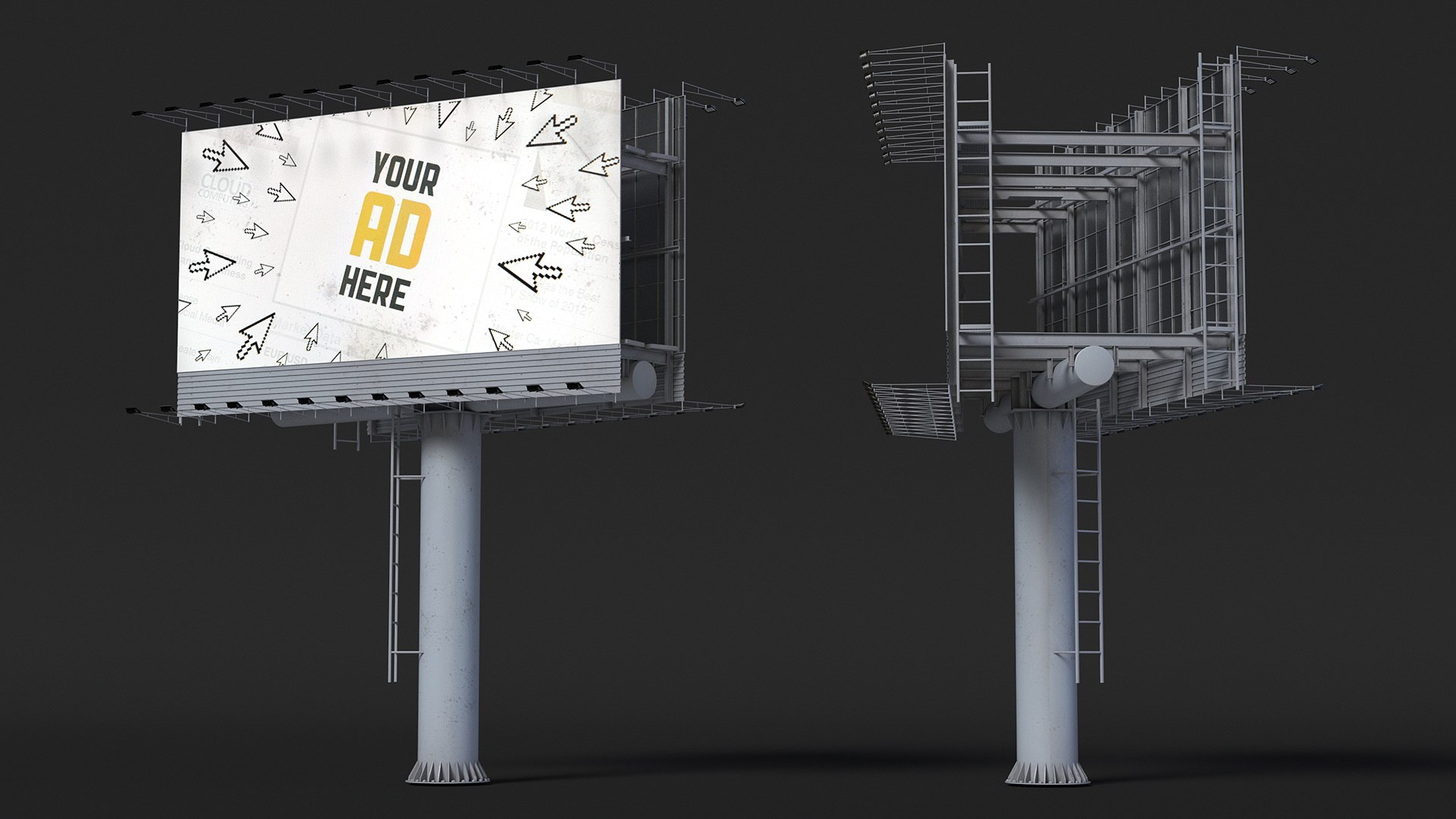 Double Street Billboard 3D Model - TurboSquid 2235621