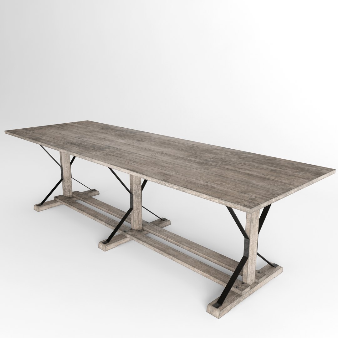 3d 20th Industrial Dining Table Model