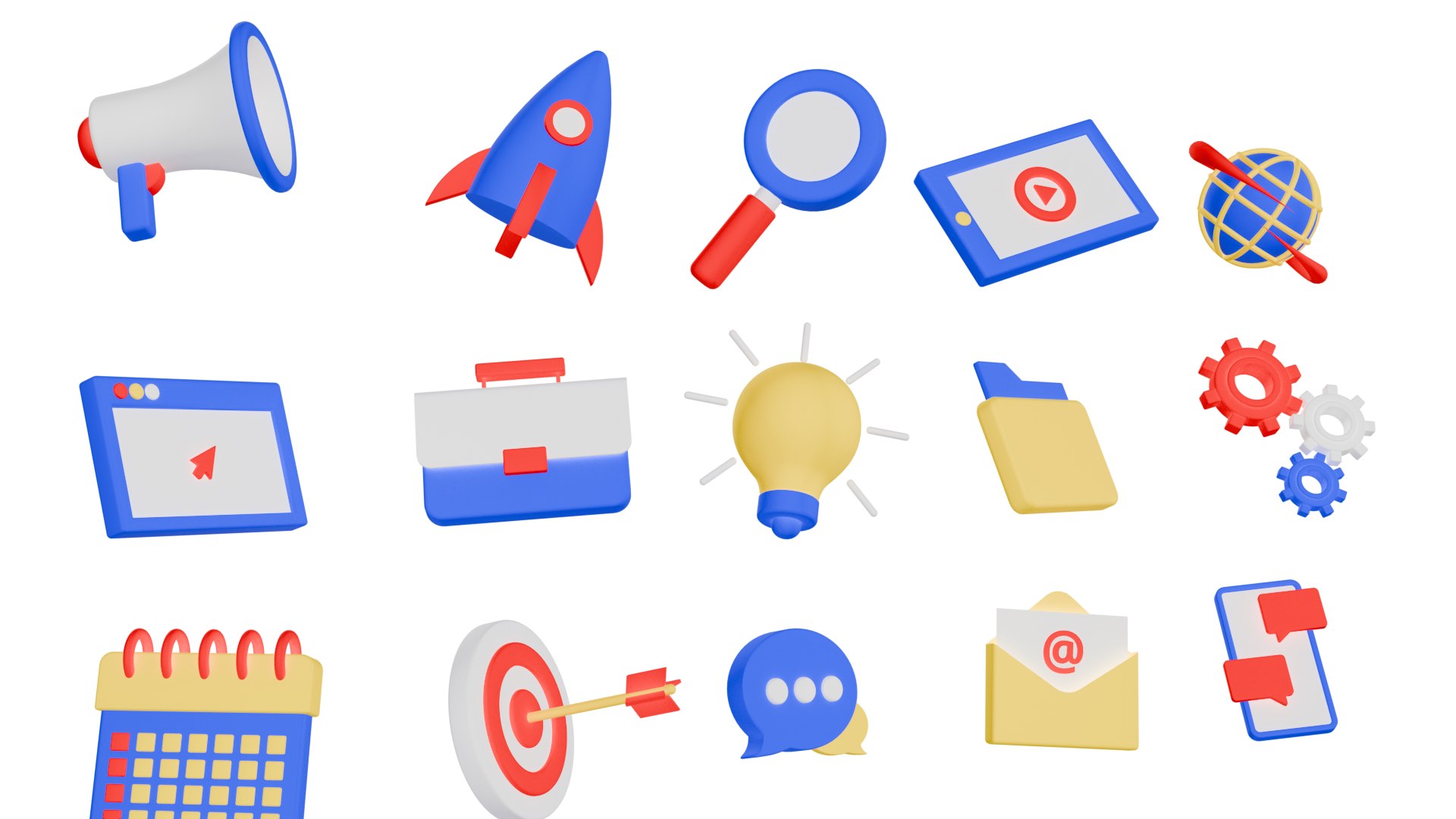 3D Model 3D Digital Marketing Icon Pack - TurboSquid 2216006