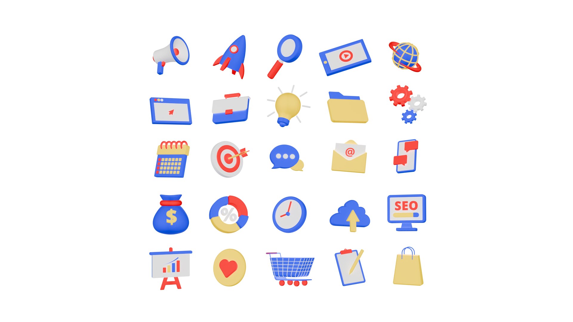 3D Model 3D Digital Marketing Icon Pack - TurboSquid 2216006