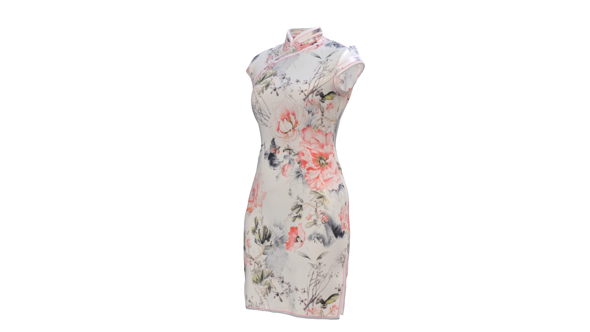 Red Pink Cherry Blossom Off White Dress 3D Model 3D Model - TurboSquid ...