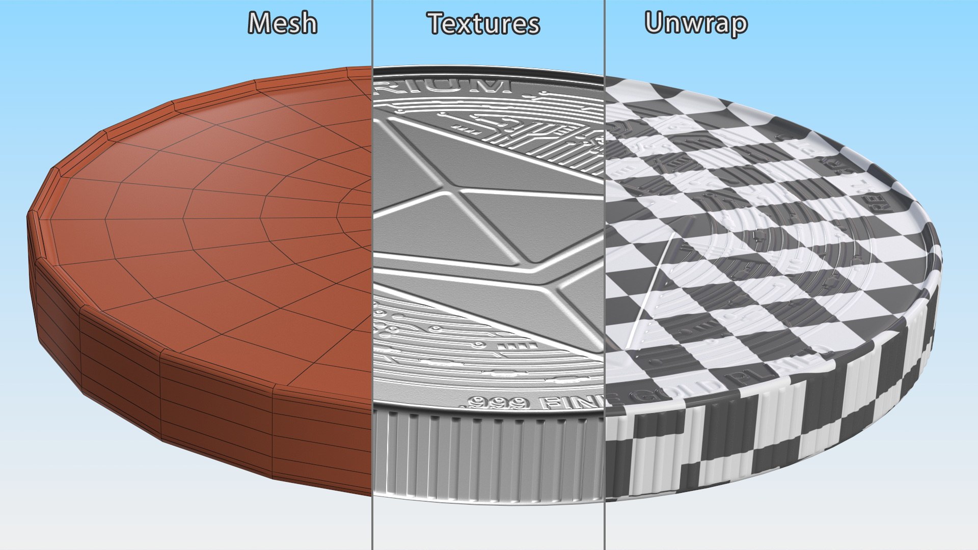 Ethereum ETH Silver Coin 3D Model - TurboSquid 2071222