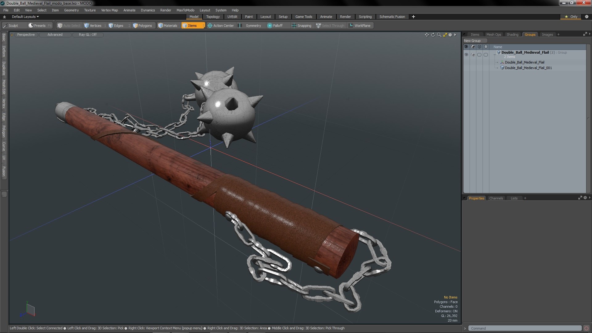 3D Double Ball Medieval Flail - TurboSquid 2083619