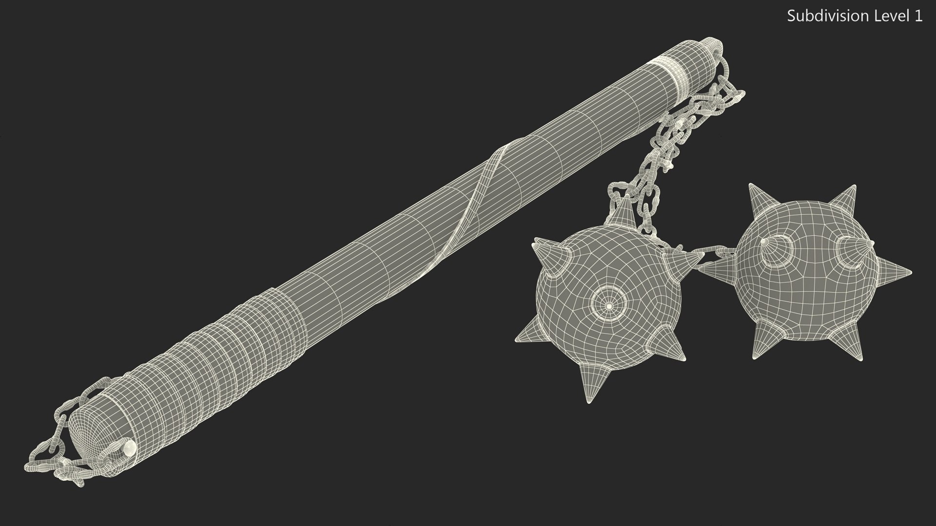 3D Double Ball Medieval Flail - TurboSquid 2083619