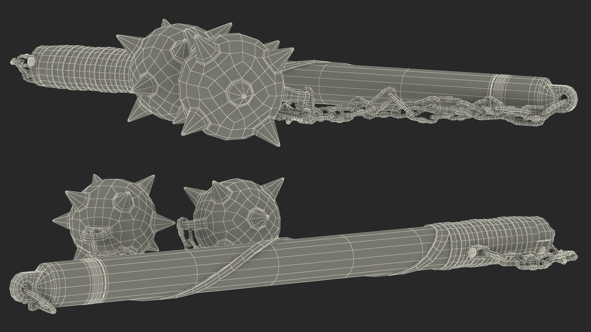 3D Double Ball Medieval Flail - TurboSquid 2083619