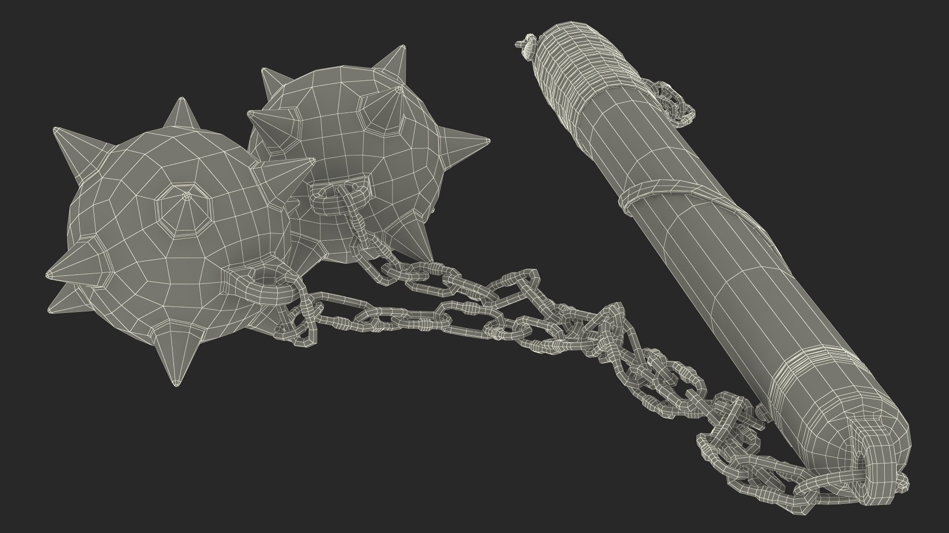 3D Double Ball Medieval Flail - TurboSquid 2083619