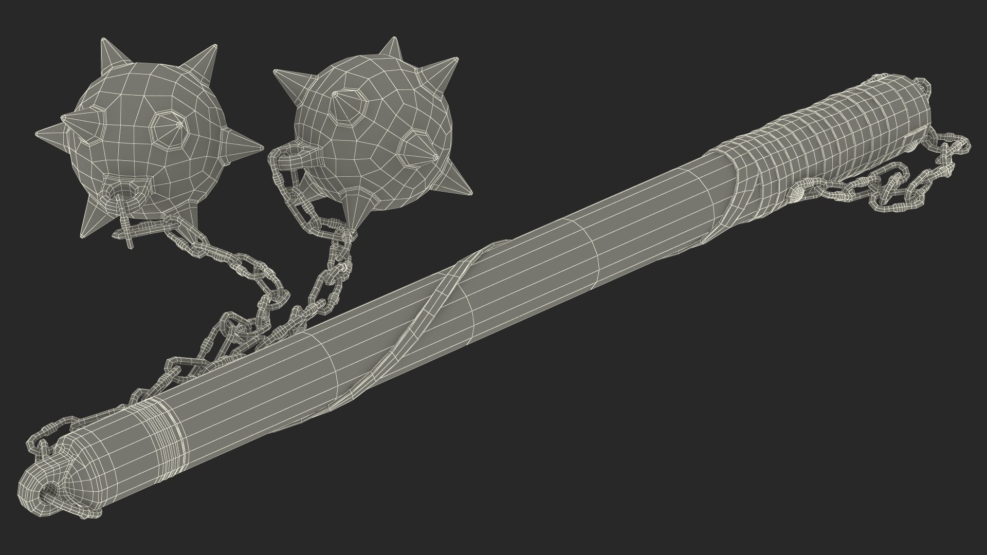 3D Double Ball Medieval Flail - TurboSquid 2083619