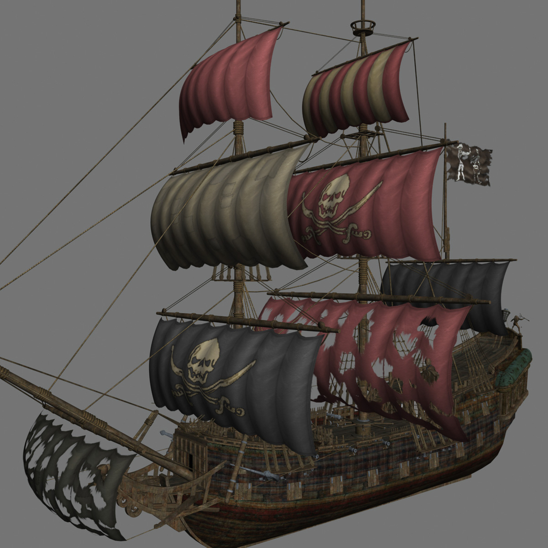 pirate ship details 3d max