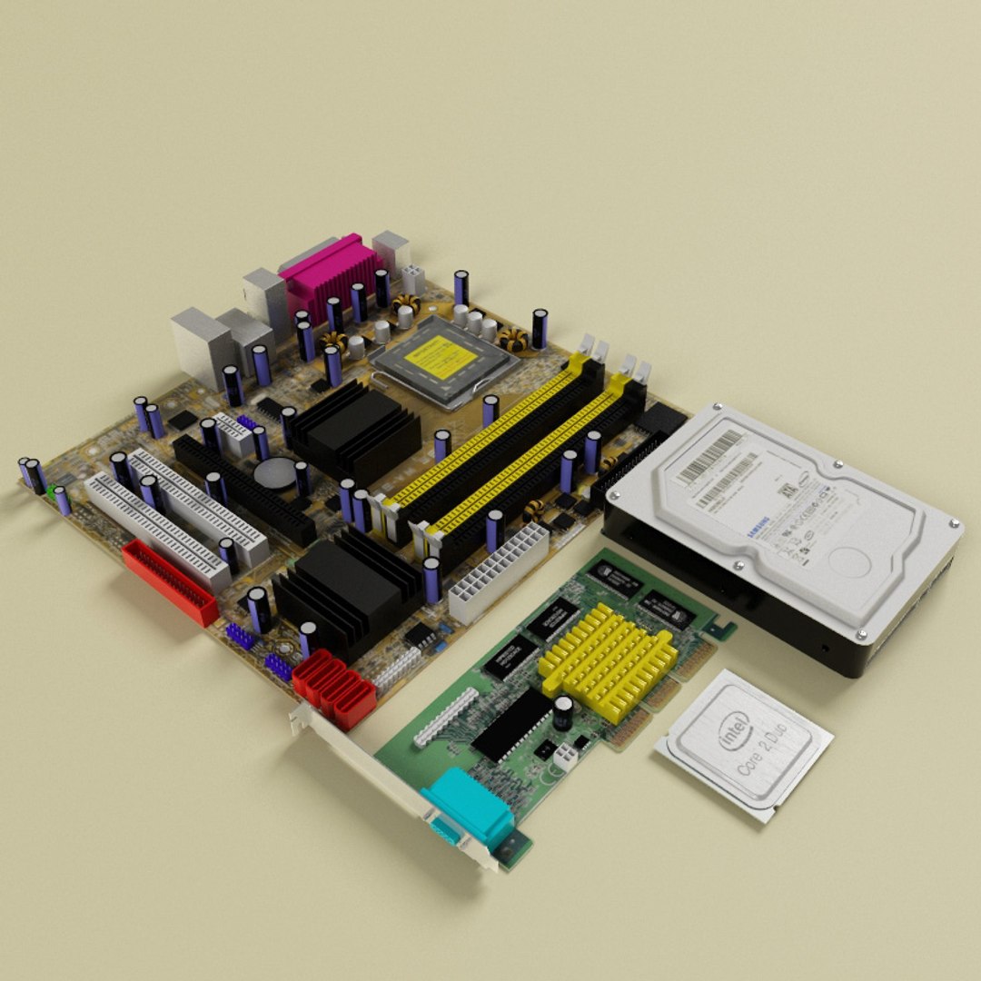 computer components card 3d model