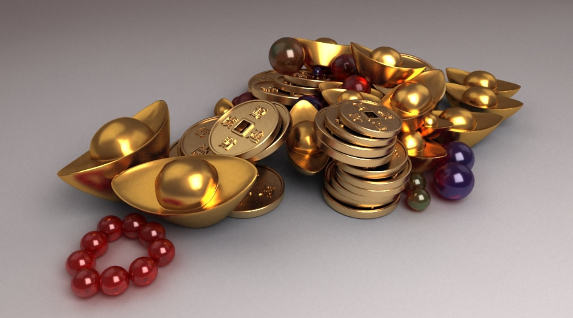 Treasure Pearls Sapphires Cartoon 3D Model - TurboSquid 1654072