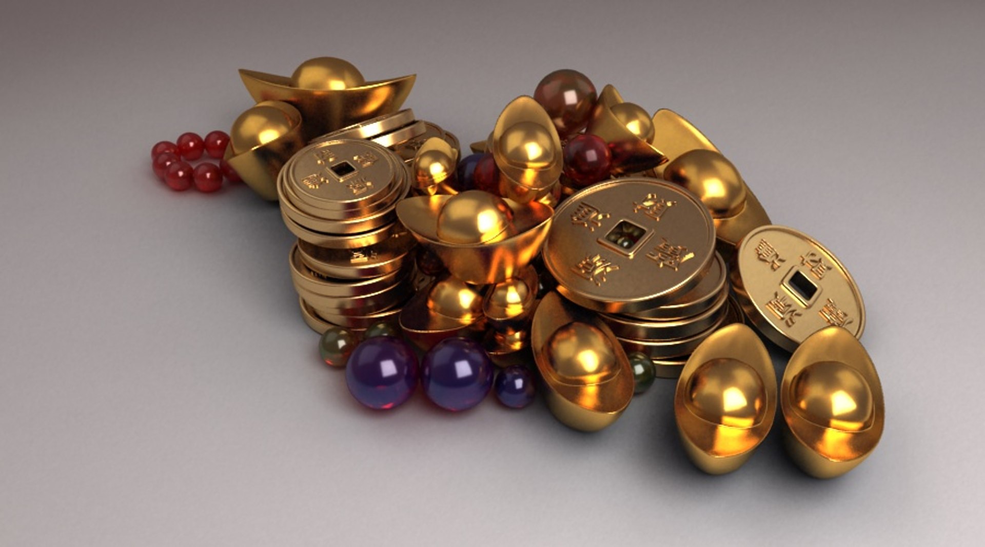 Treasure Pearls Sapphires Cartoon 3D Model - TurboSquid 1654072