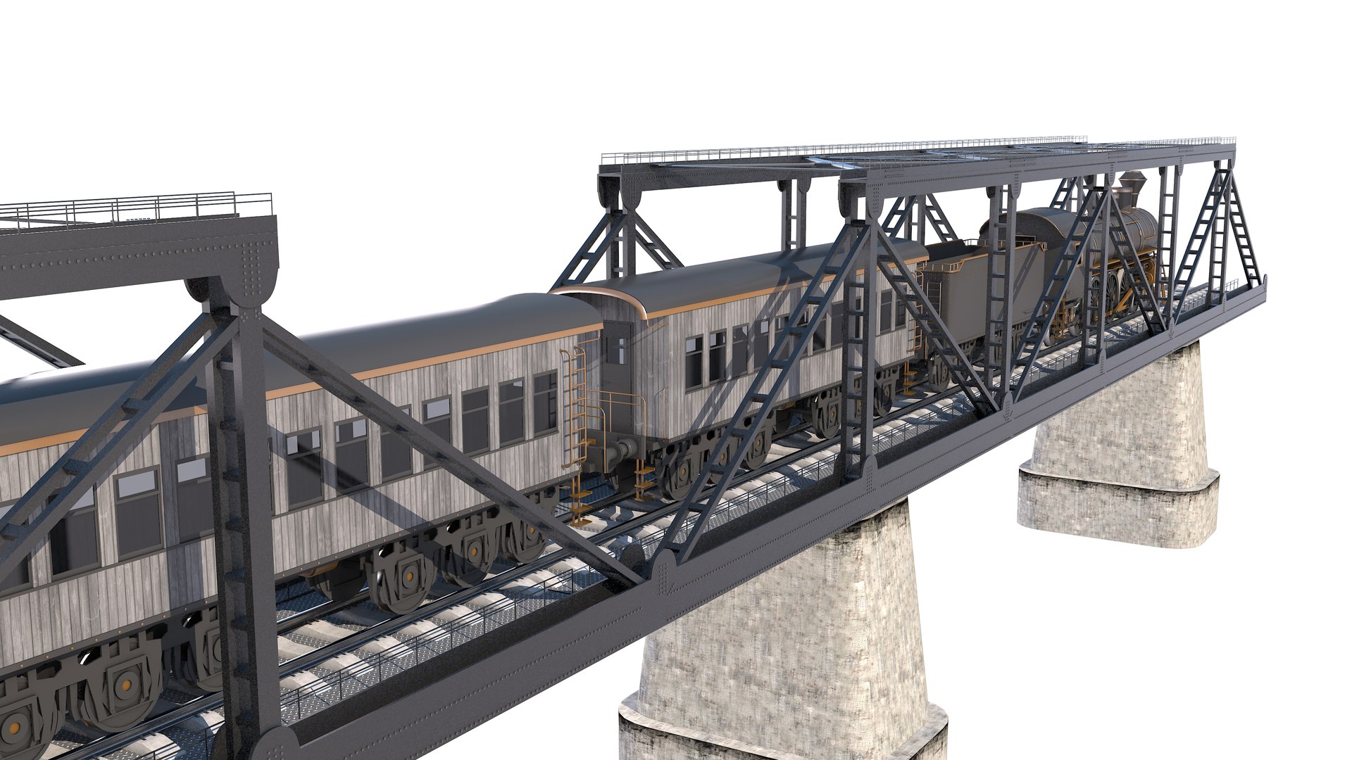 3D Railway Bridge And Train - Black Model - TurboSquid 1923068