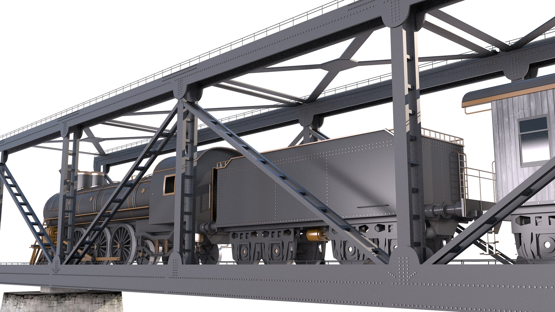 3D Railway Bridge And Train - Black Model - TurboSquid 1923068