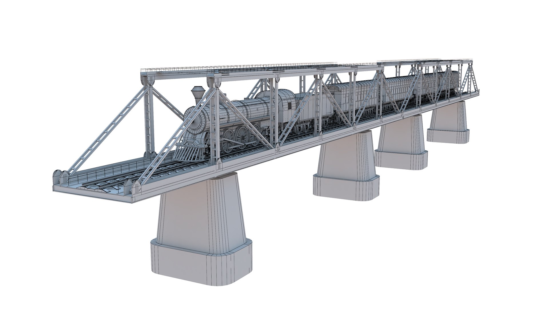 3D Railway Bridge And Train - Black Model - TurboSquid 1923068