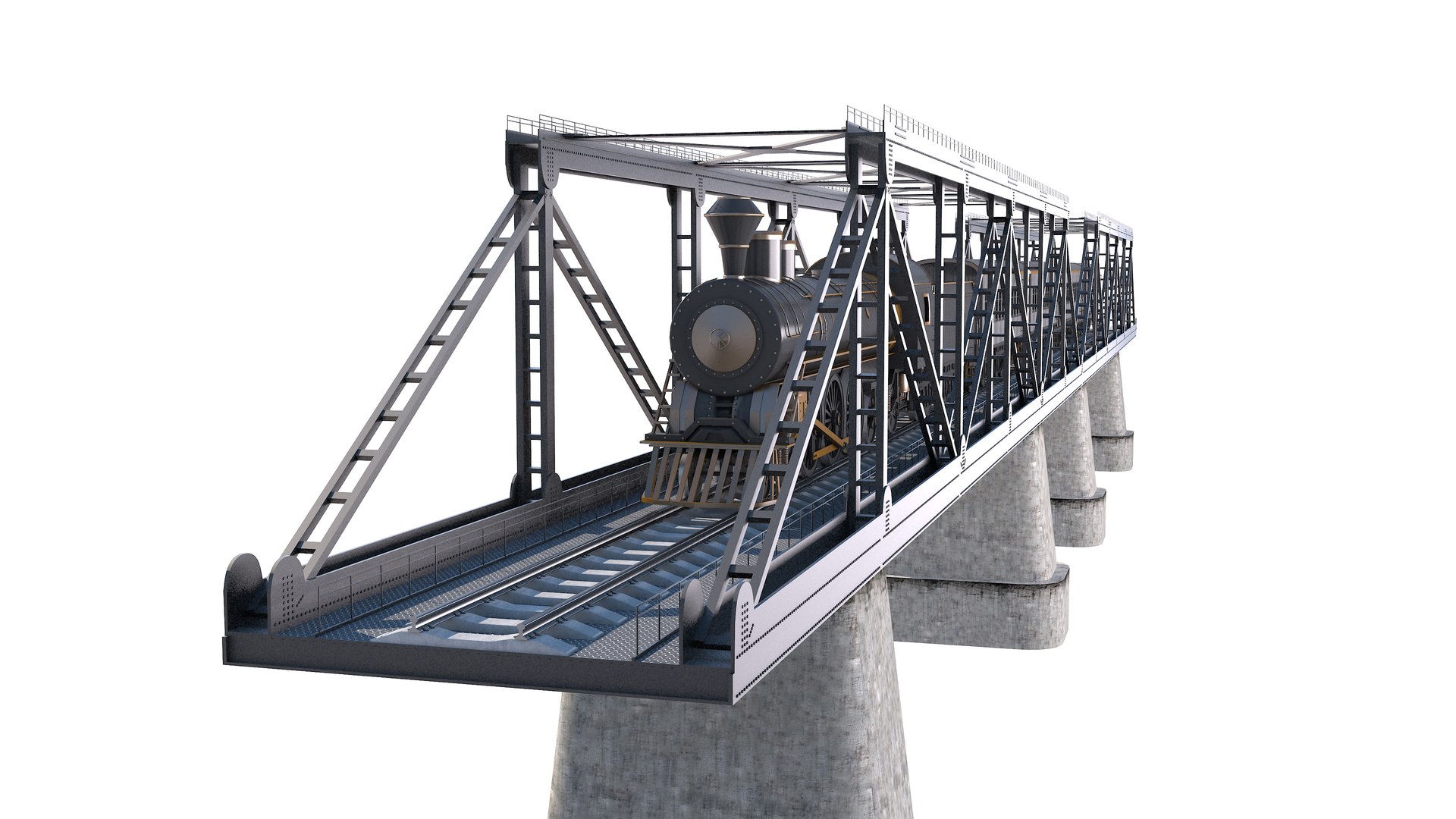 3D Railway Bridge And Train - Black Model - TurboSquid 1923068
