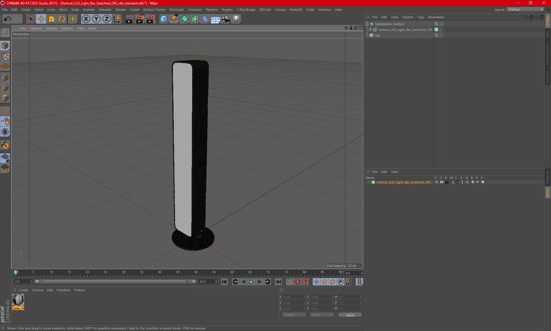 Vertical LED Light Bar Switched Off 3D Model - TurboSquid 2201909