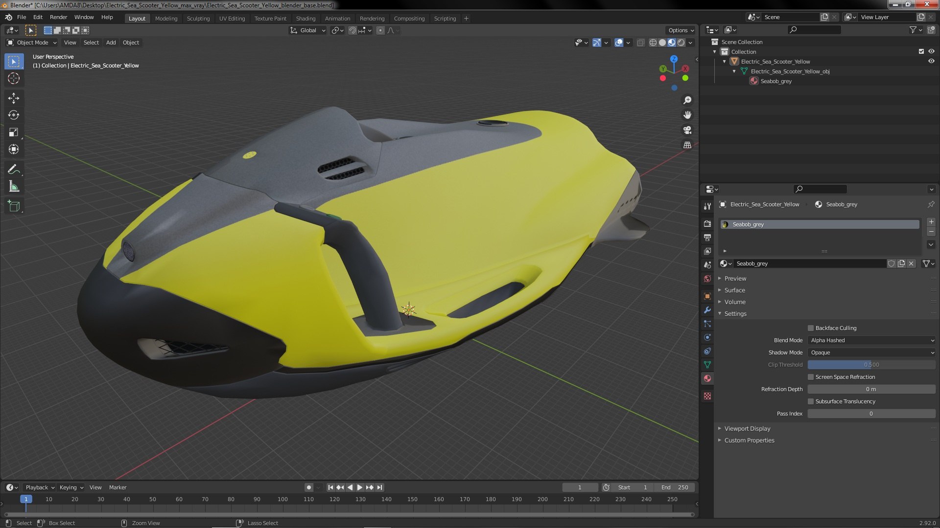 Electric Sea Scooter Yellow 3D Model - TurboSquid 1848597