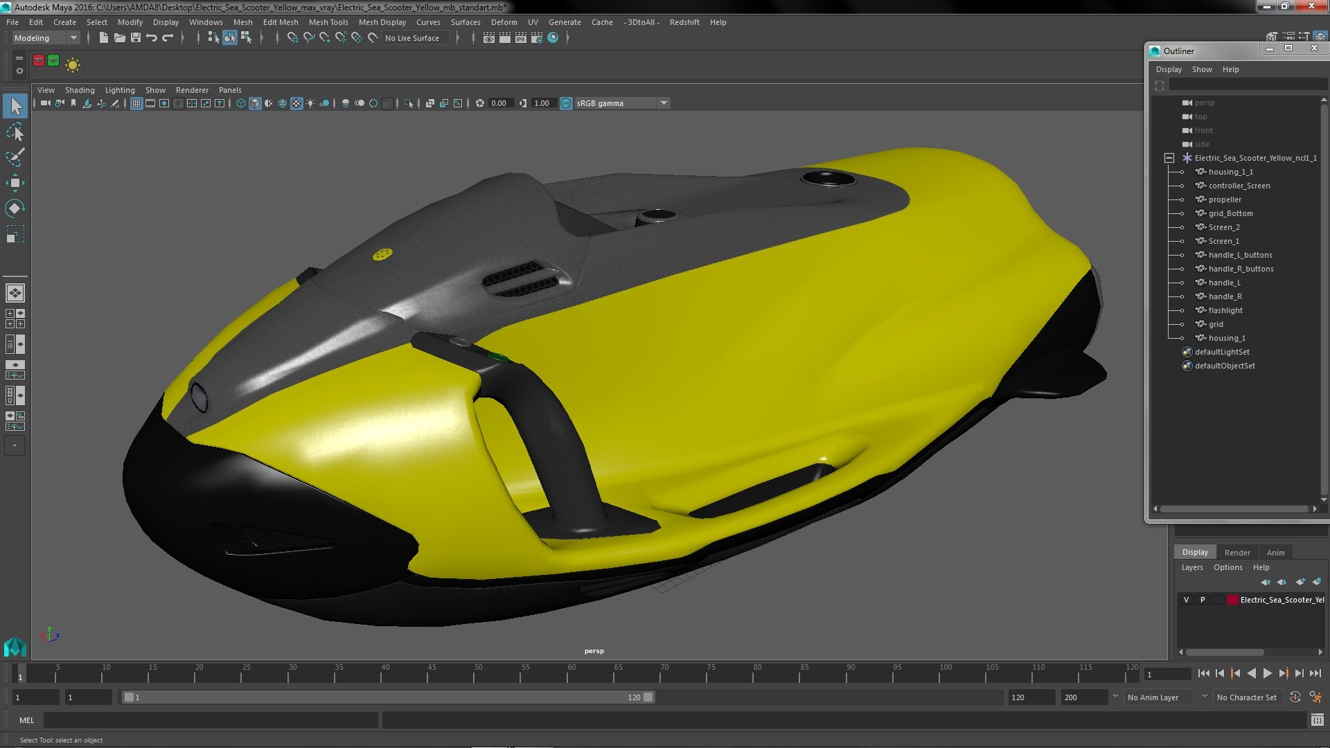 Electric Sea Scooter Yellow 3D Model - TurboSquid 1848597