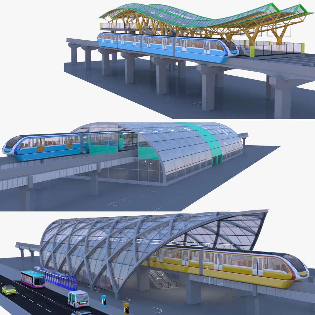 3D Monorail Stations Collection IX 2024 Model - TurboSquid 2192549