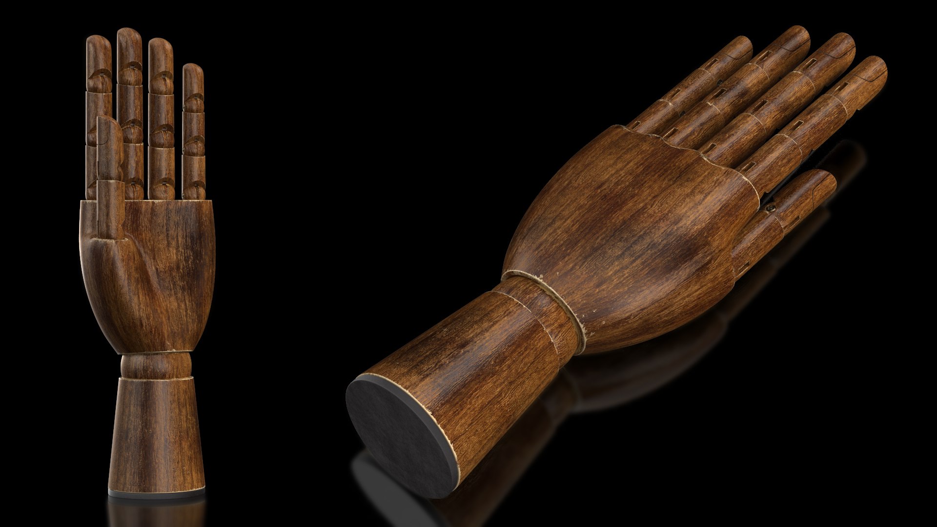 Wooden Hand With Posable Fingers Dark 3D Model - TurboSquid 1992587