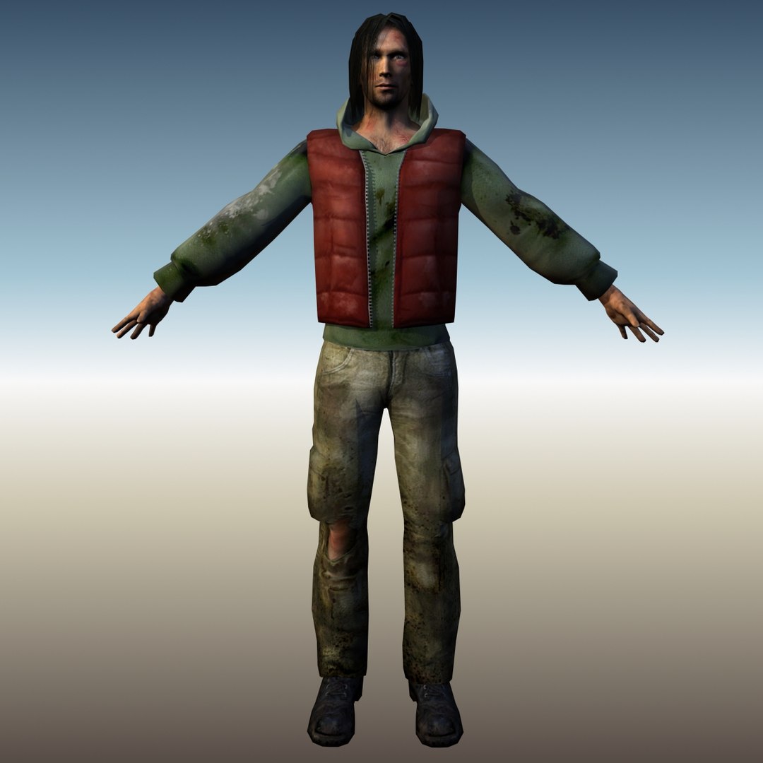 3d White Male Homeless Model