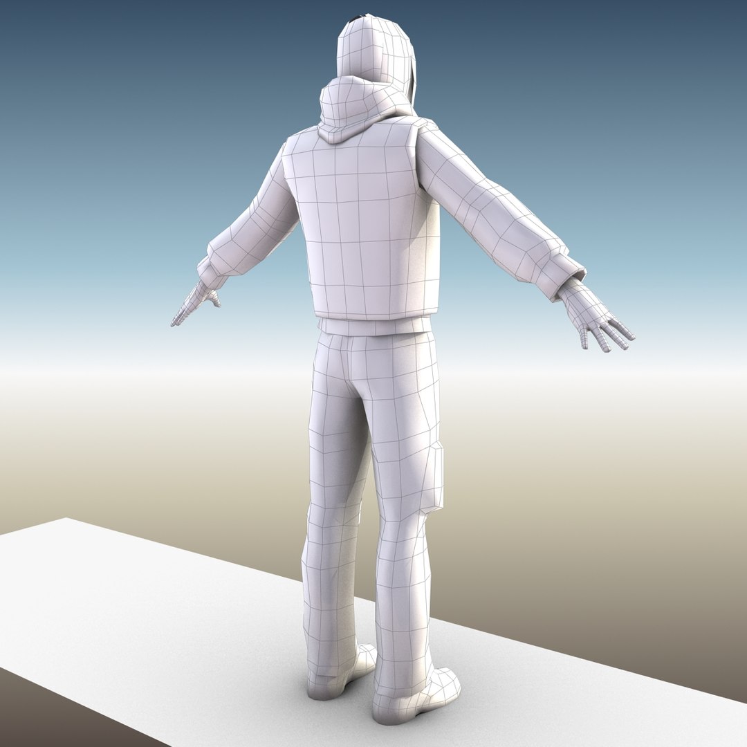 3d White Male Homeless Model