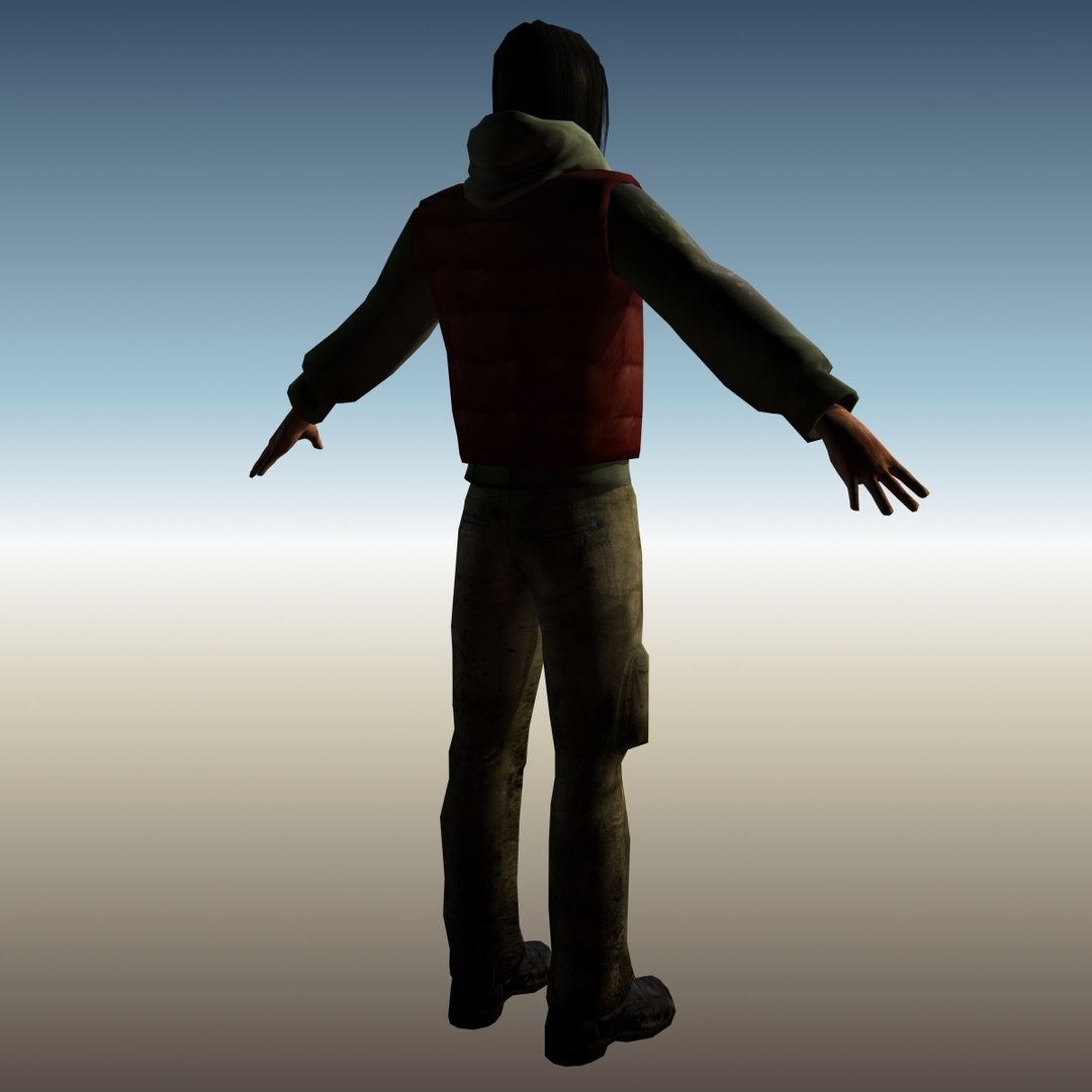 3d White Male Homeless Model