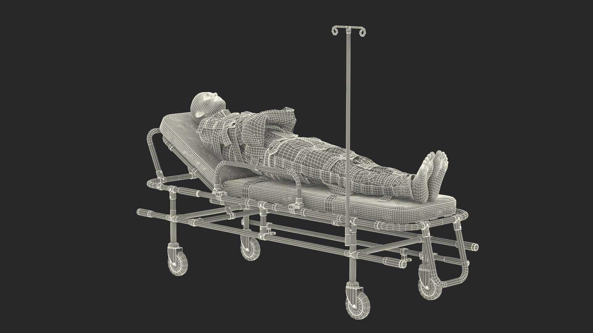 Patient In Straitjacket On Stretcher 3D Model - TurboSquid 2292363