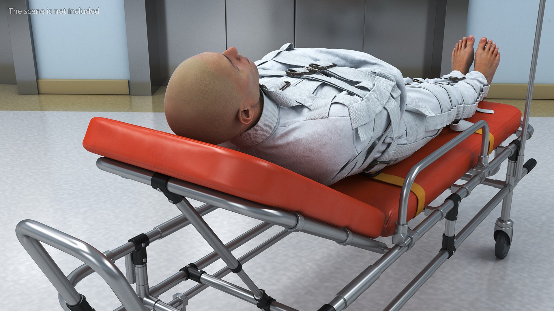 Patient In Straitjacket On Stretcher 3D Model - TurboSquid 2292363