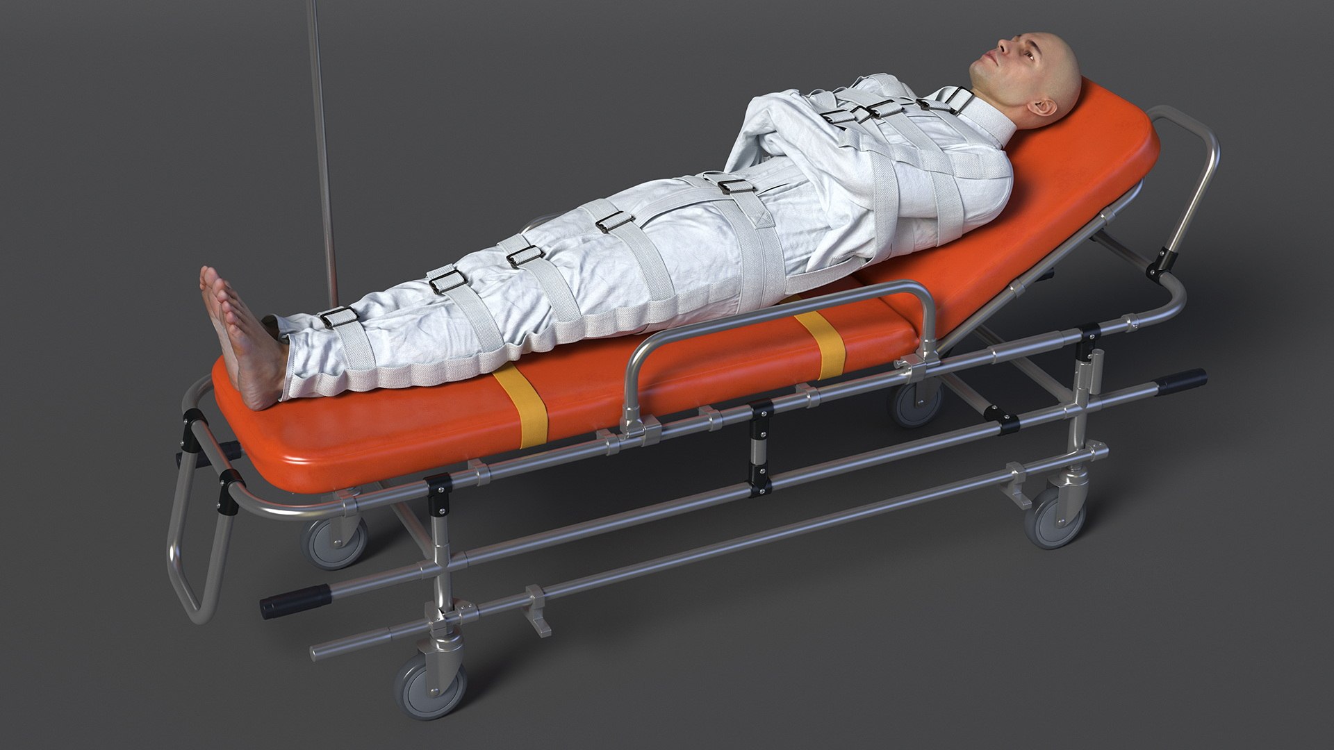 Patient In Straitjacket On Stretcher 3D Model - TurboSquid 2292363
