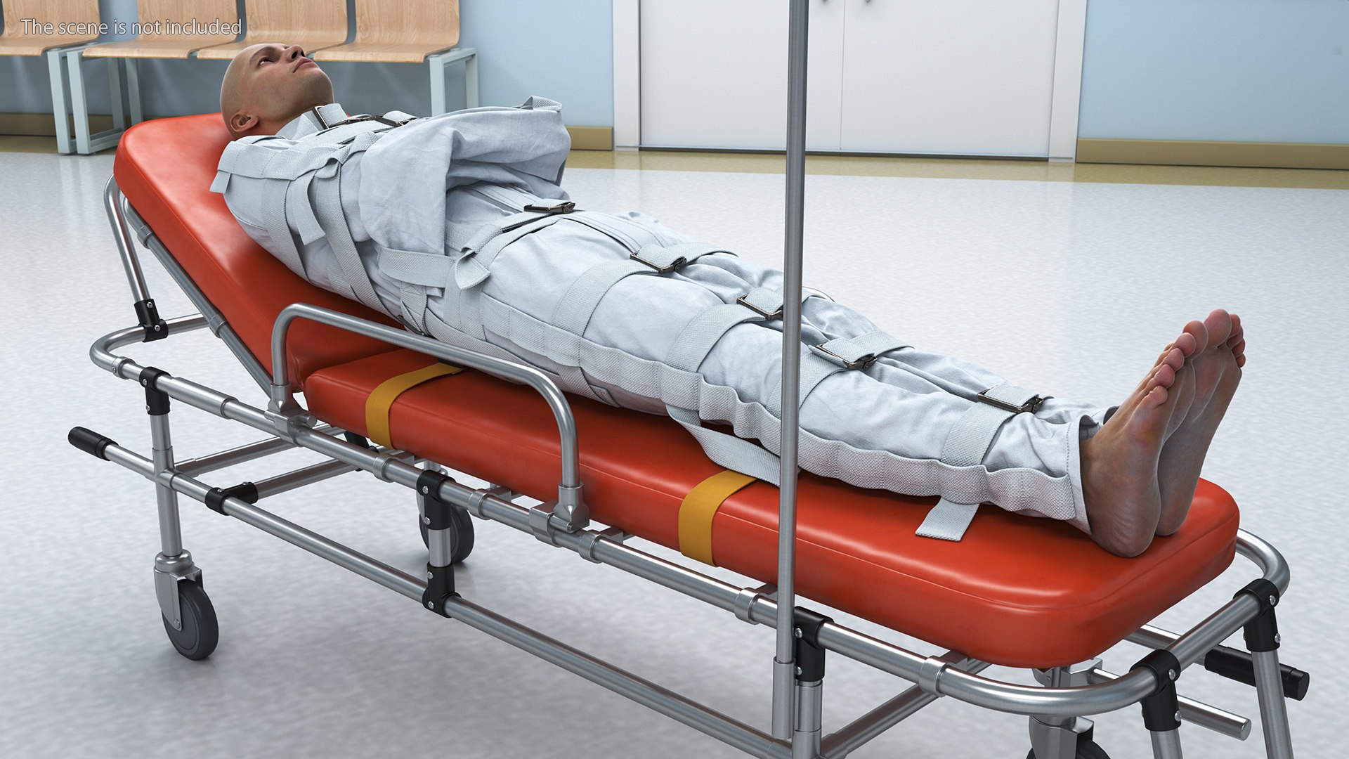 Patient In Straitjacket On Stretcher 3D Model - TurboSquid 2292363