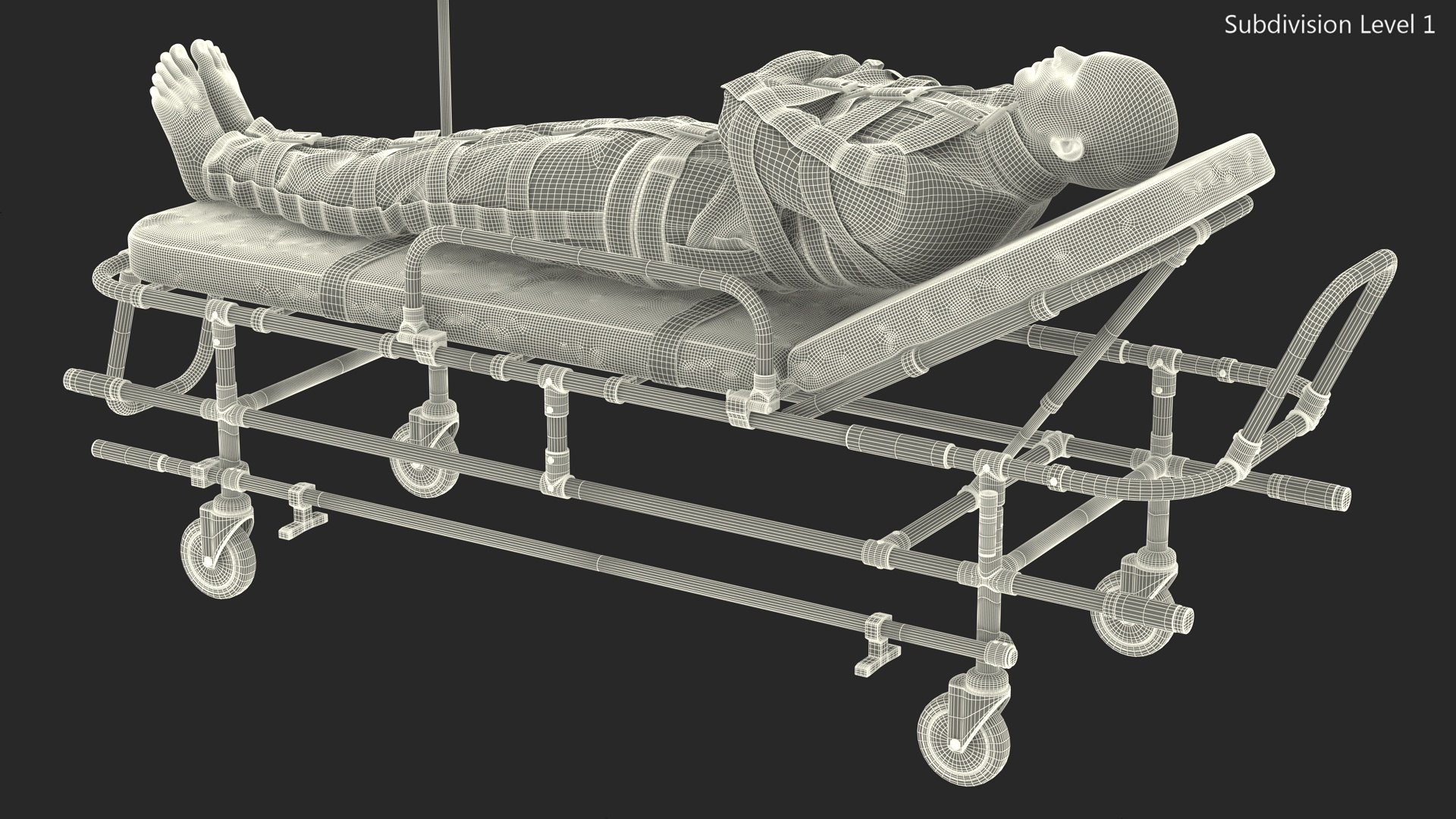 Patient In Straitjacket On Stretcher 3D Model - TurboSquid 2292363