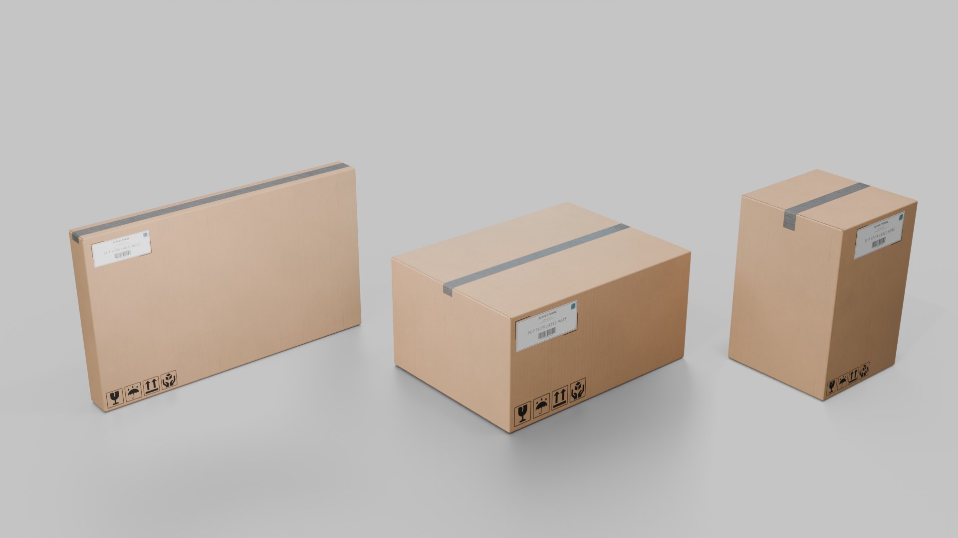 Multi-Size Cardboard Box Bundle - Rigged And Customizable 3D Model ...