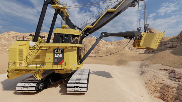 CAT 7495 HF 绳铲 低聚3D模型 - TurboSquid 2218916