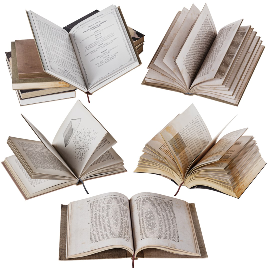 Set Of Books 8 - Opened Books Model - TurboSquid 1909261