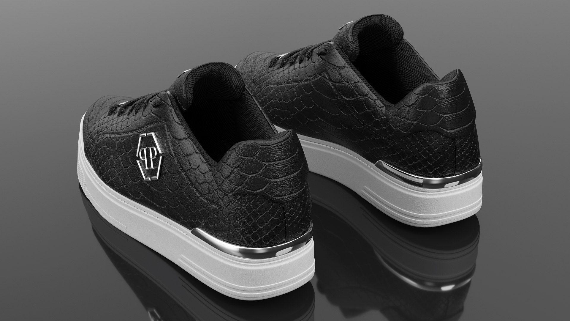 3D Sneakers Philipp Plein Python Lo-Top Black - TurboSquid 2112318