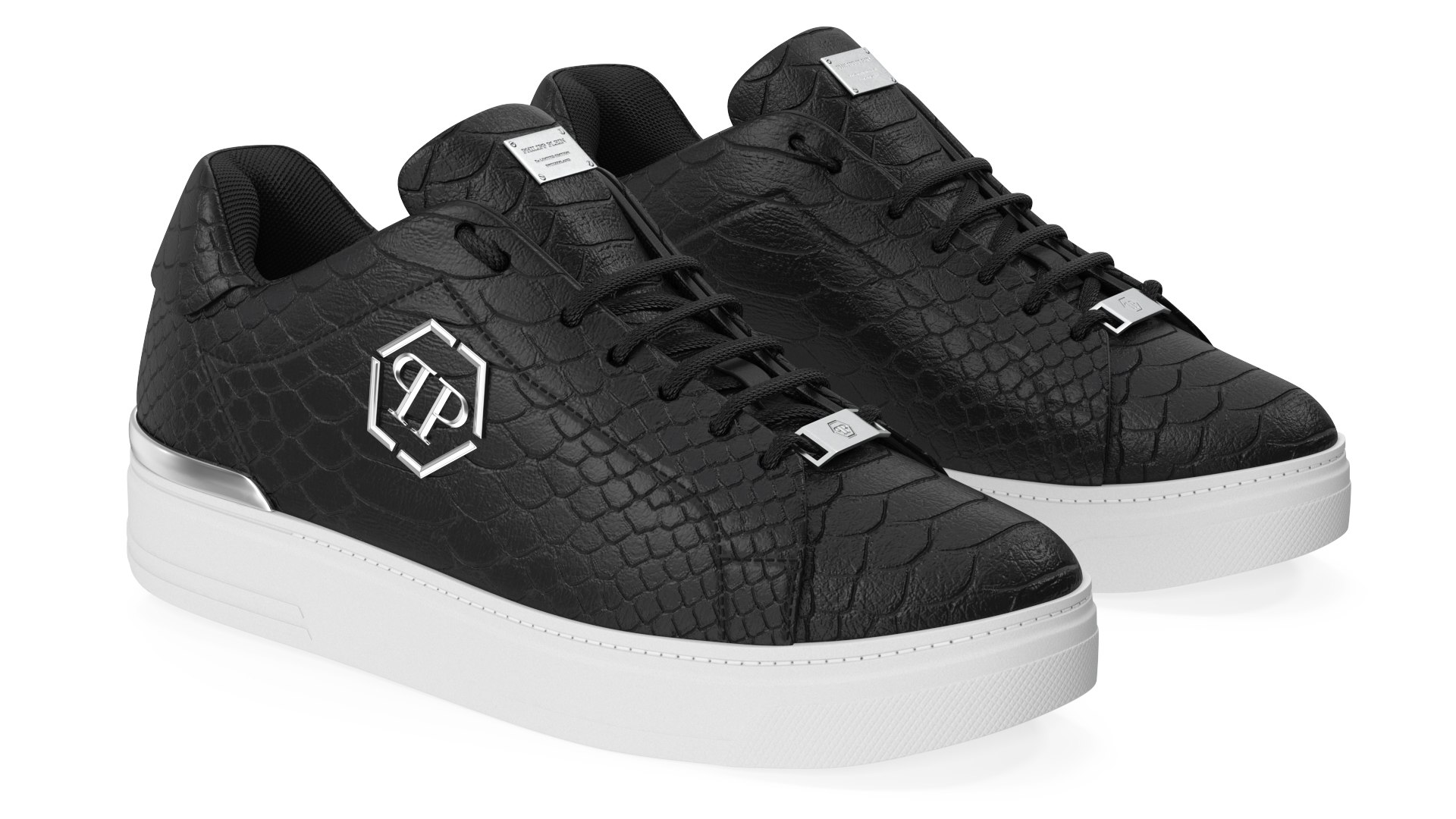 3D Sneakers Philipp Plein Python Lo-Top Black - TurboSquid 2112318