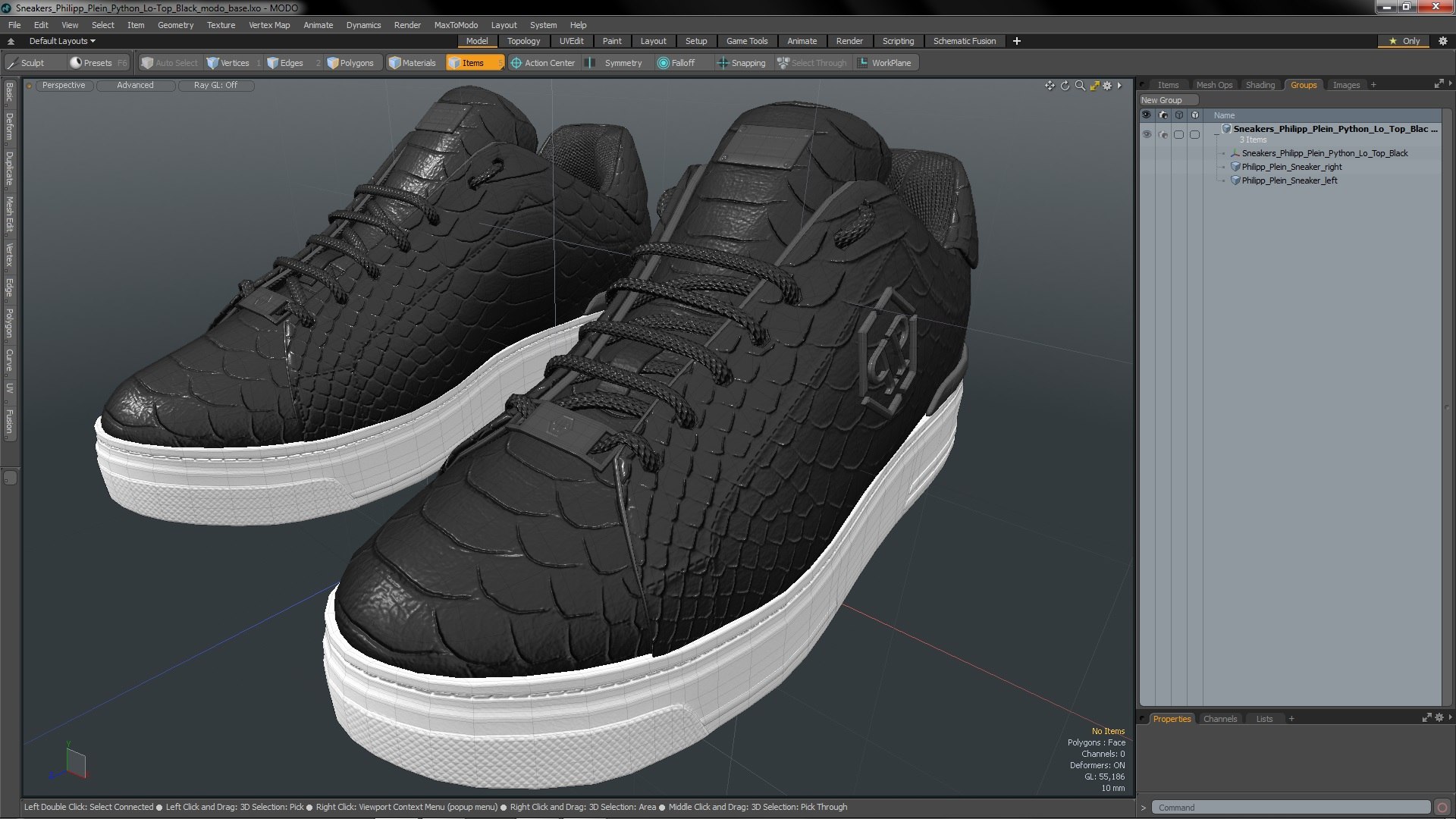 3D Sneakers Philipp Plein Python Lo-Top Black - TurboSquid 2112318